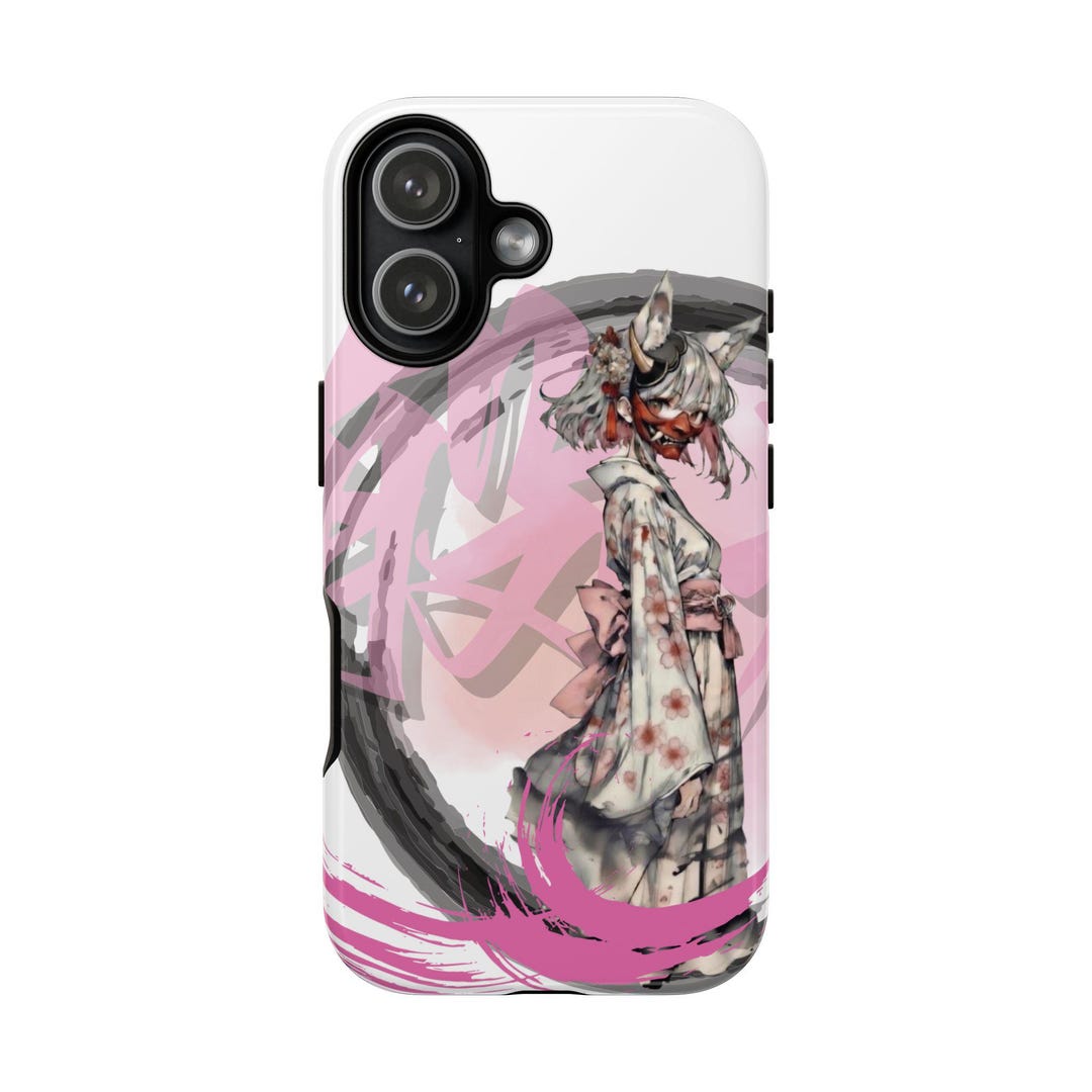 Hannya Mask Phone Case | Anime Japanese Aesthetic Art | Pink Floral ...