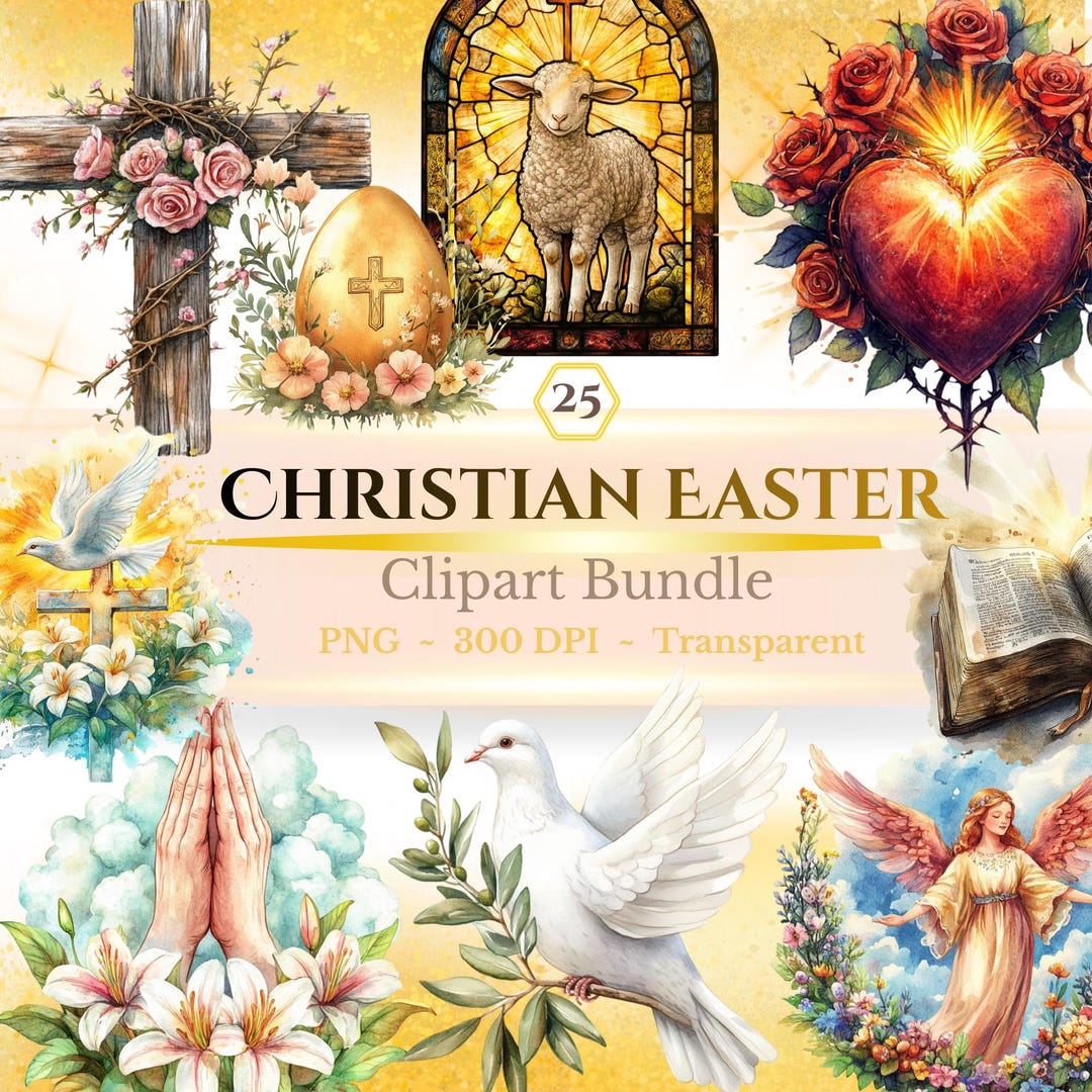 Christian Easter Clipart Bundle | Watercolor Religious Easter PNG ...