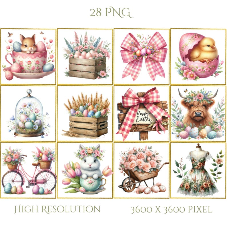 Spring Easter Animals Clipart Bundle | Whimsical Sweet Floral Easter ...