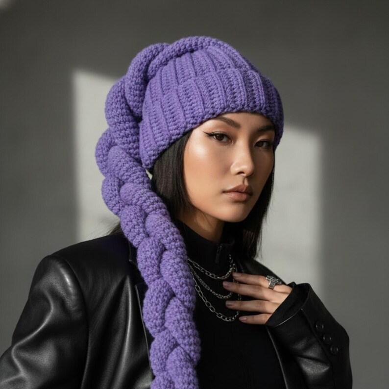 Crochet Pattern Rumi K Pop Demon Hunter Beanie Winter Hat, Rumi Inspired Braided Hair Crochet ...