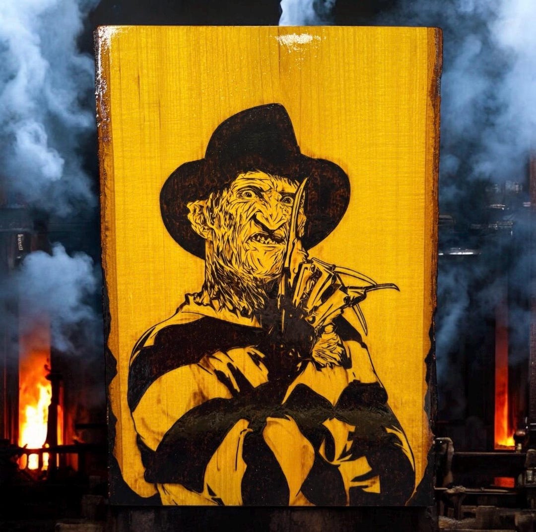 Hand Wood Burned Original Freddy Krueger! Pyrography Art. Home Decor ...