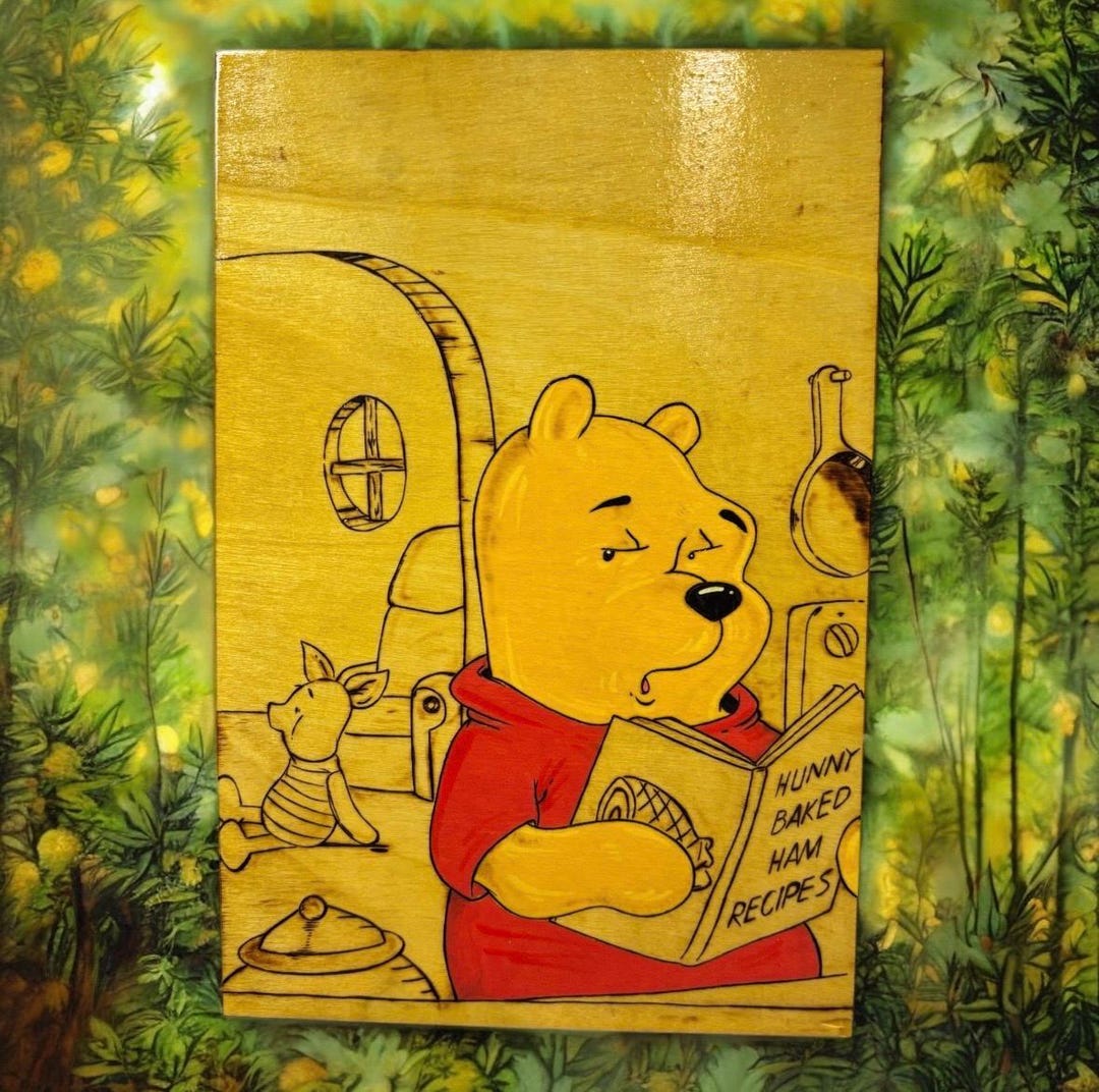Hand Wood Burned Original Winnie the Pooh! Pyrography Art. Home Decor ...