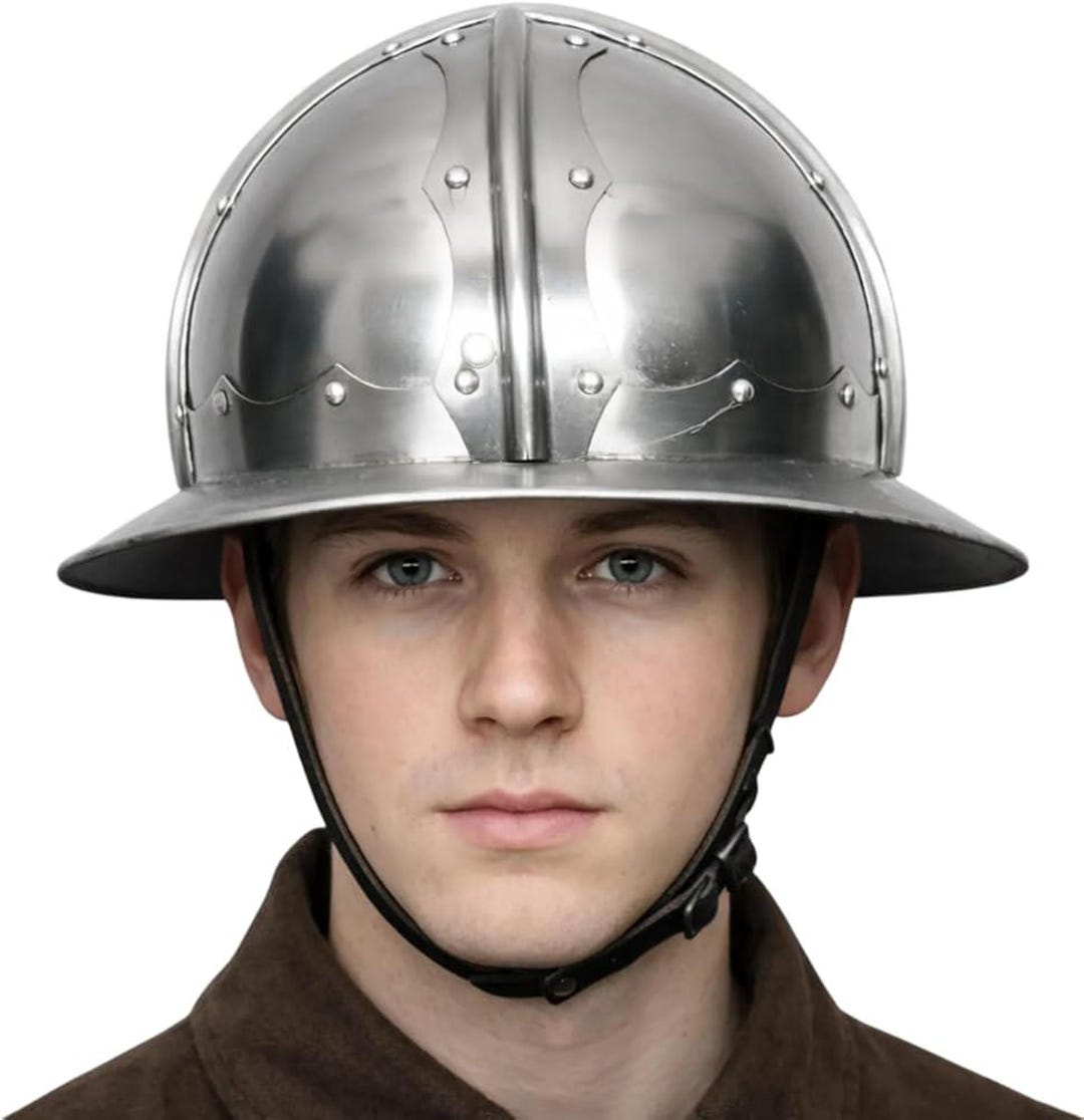 Medieval Kettle Helmet Steel – Wide Brim Knight War Helm, Renaissance ...