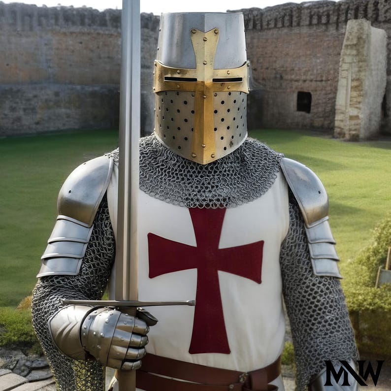 Medieval Crusader Knight Armor Set Templar Surcoat & Chainmail ...