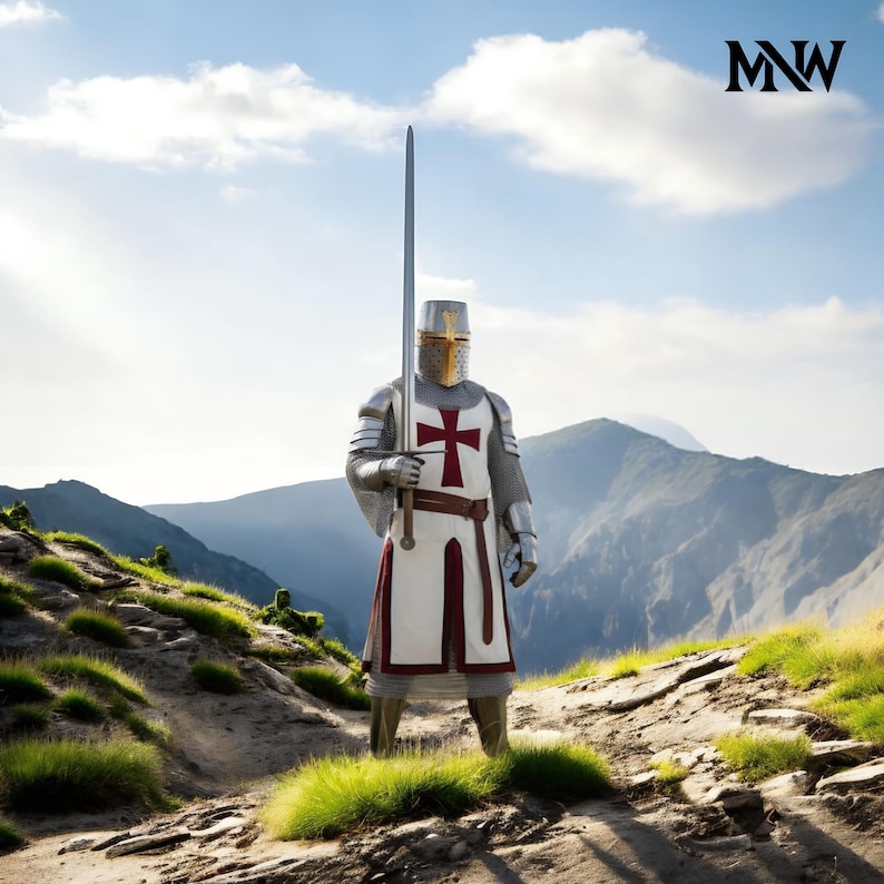 Medieval Crusader Knight Armor Set Templar Surcoat & Chainmail ...