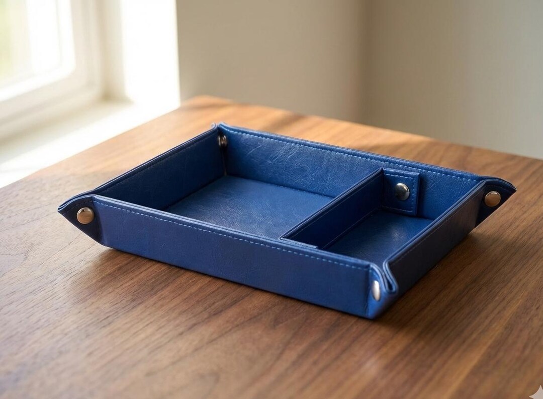 Modern Leather Valet Tray | Luxury Minimalist Bedside & Desk Catchall ...