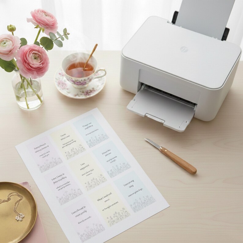 54 Floral Affirmation Cards Printable, Pastel Mindfulness Quotes, Self ...