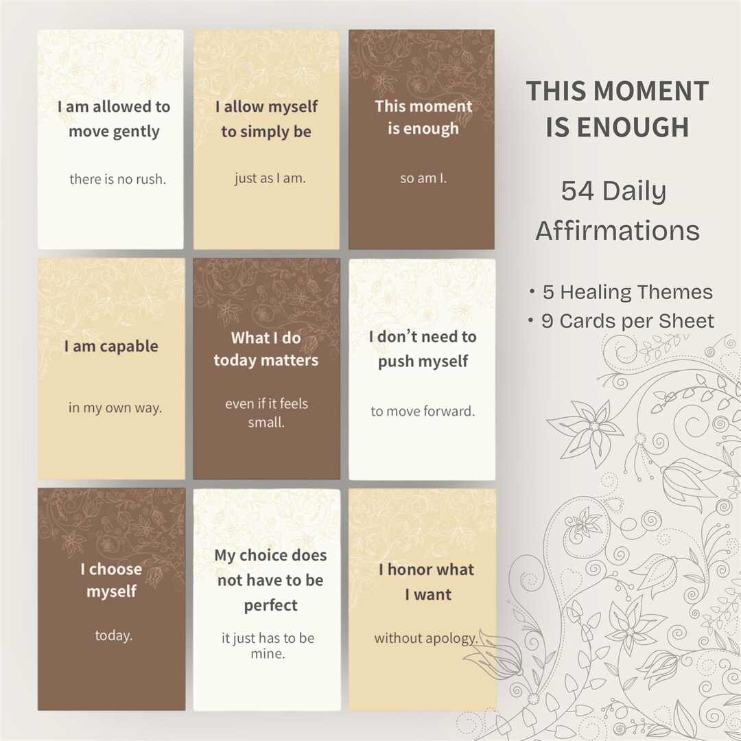 54 Daily Affirmation Cards Printable, Mindfulness Positive Quotes ...