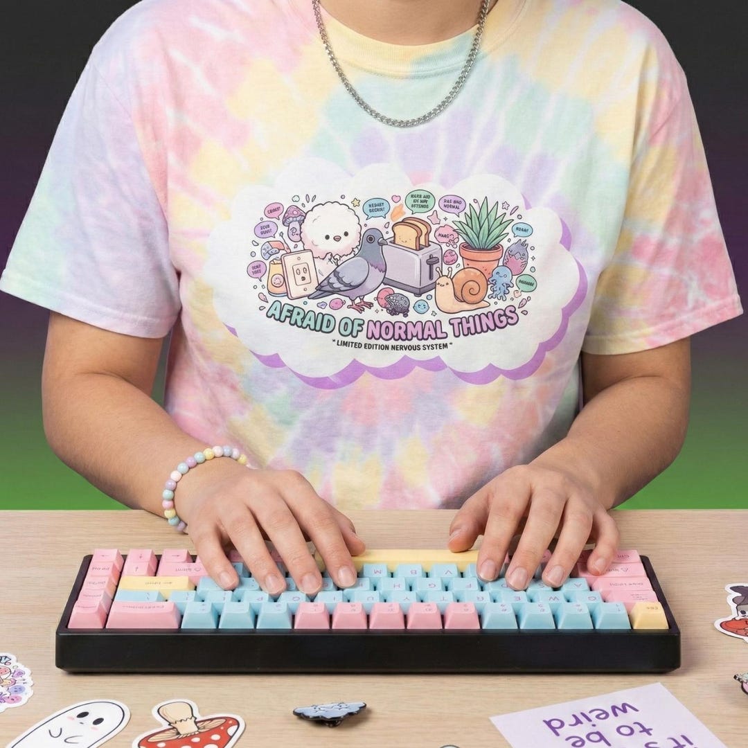 Pastel Tie Dye Kawaii 'afraid of Normal Things' T-shirt | Anxious ...