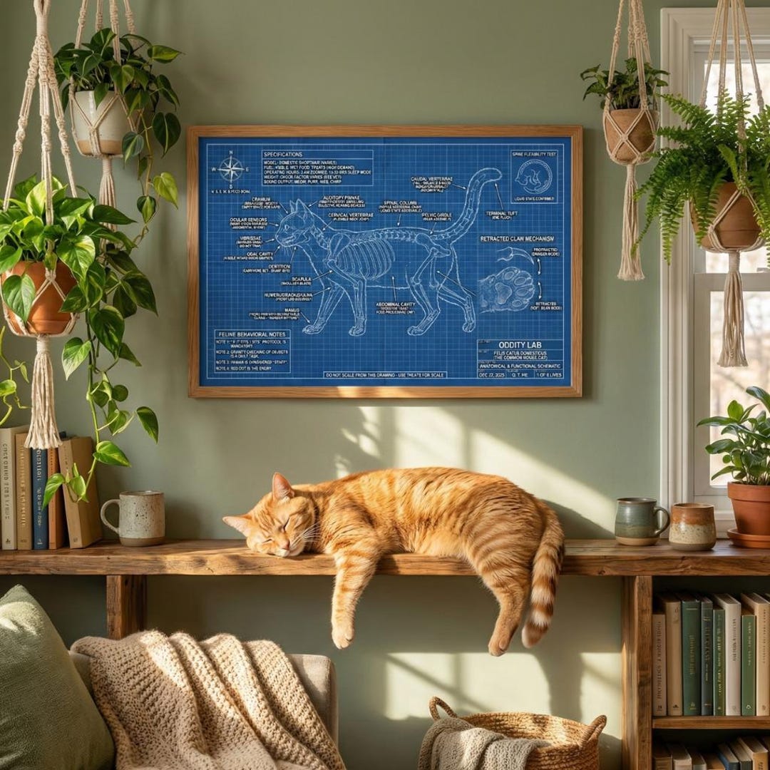 Cat Anatomy Blueprint Poster | Funny Vet Tech Gift, Biology Science ...