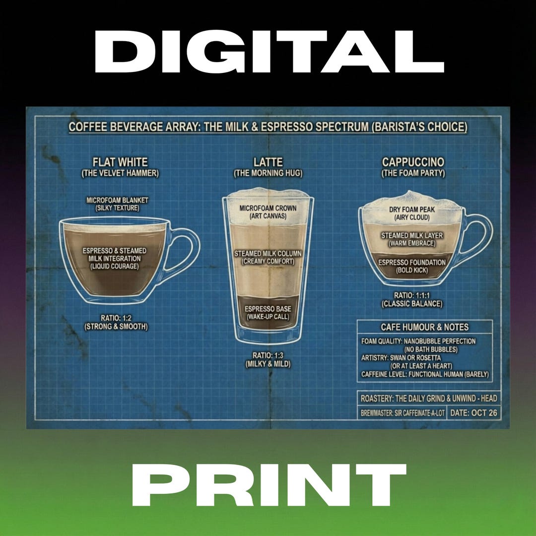Coffee Guide Digital Print | Barista Gift, Coffee Station Decor, Flat ...
