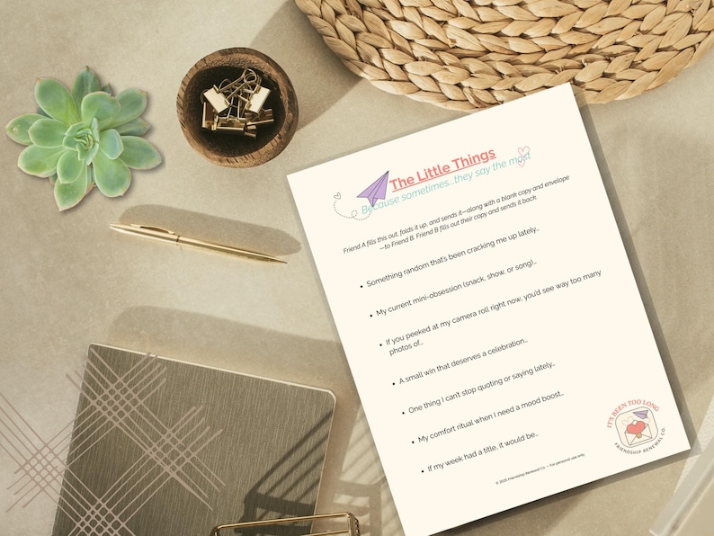Long Distance Best Friend Gift, Printable Letter Kit, Stay Connected ...