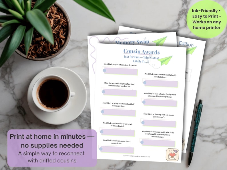 Cousins Mini Kit Printable | Fun Cousin Activity Pages | Nostalgic ...