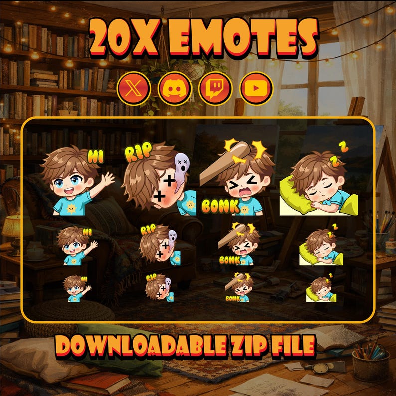 20 Cute Boy Chibi Emotes | Twitch & Discord Emote Pack | Kawaii Stream ...