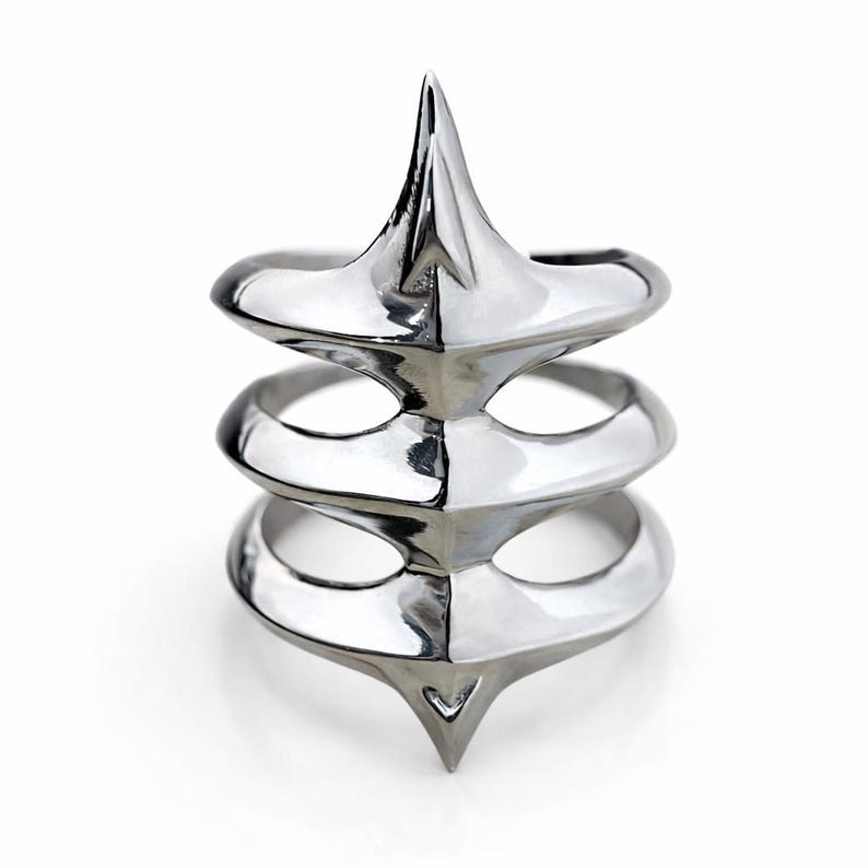Triple Spike Stainless Steel Ring, Sculptural Statement Ring ...