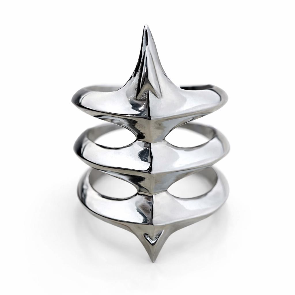 Triple Spike Stainless Steel Ring, Sculptural Statement Ring ...