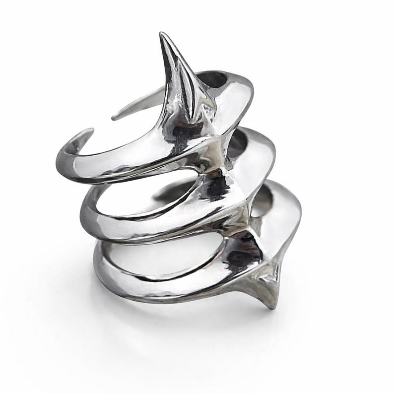 Triple Spike Stainless Steel Ring, Sculptural Statement Ring ...