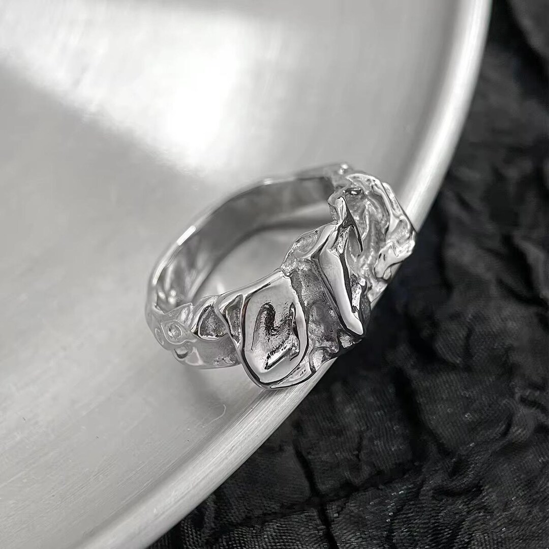Gothic Silver Ring, Melted Texture, Stainless Steel (unisex Size) - Etsy