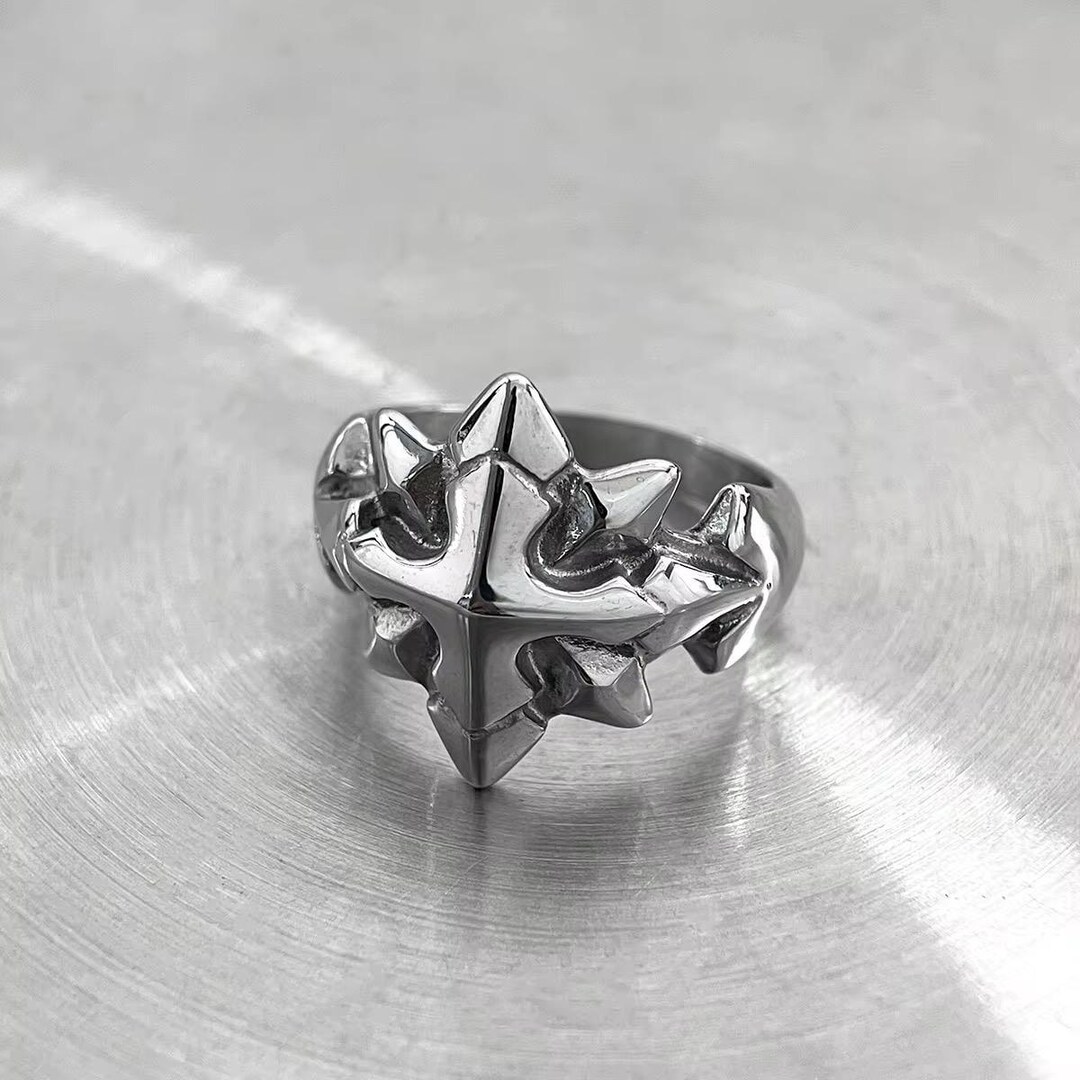 Gothic Star Cross Ring: Edgy Alternative Jewelry (stainless Steel) - Etsy