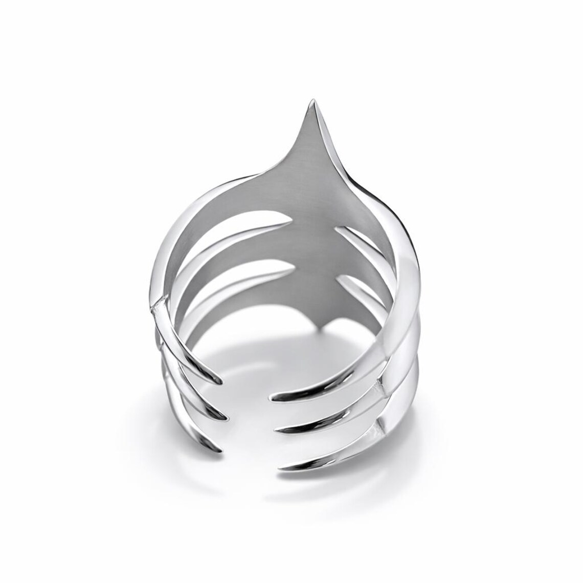 Triple Spike Stainless Steel Ring, Sculptural Statement Ring ...