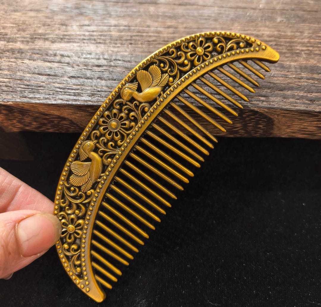 Vintage Brass Carved Mandarin Duck Comb - Etsy
