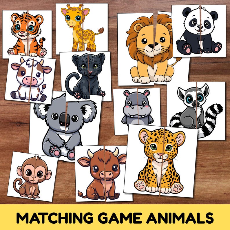 3-in-1 Toddler Matching Game | Animals, Emotions, Winter (PDF Printable ...