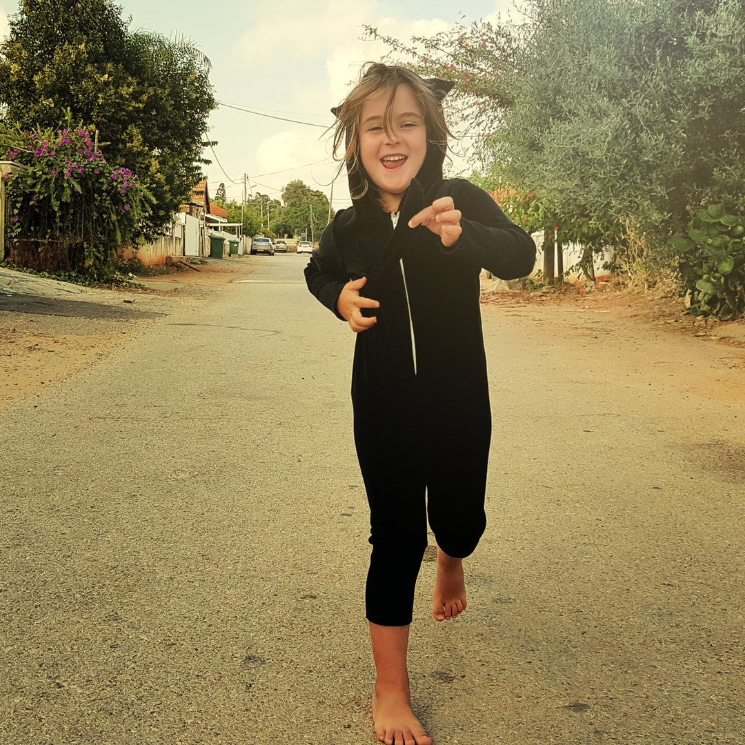 Halloween Cat Costume / Black Cat Jumpsuit Costume / Dark Blue Cat ...