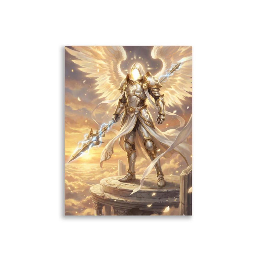 Guardian Angel Poster – Warrior With Lightning Spear, Sunset Art - Etsy