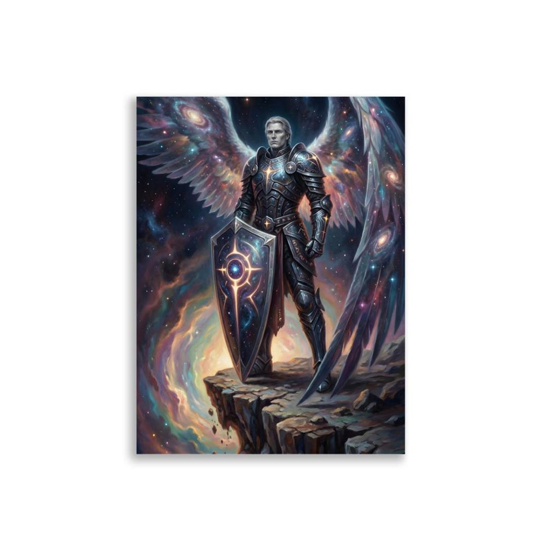 Cosmic Guardian Angel Warrior Poster - Galaxy Wings, Space Fantasy Art ...