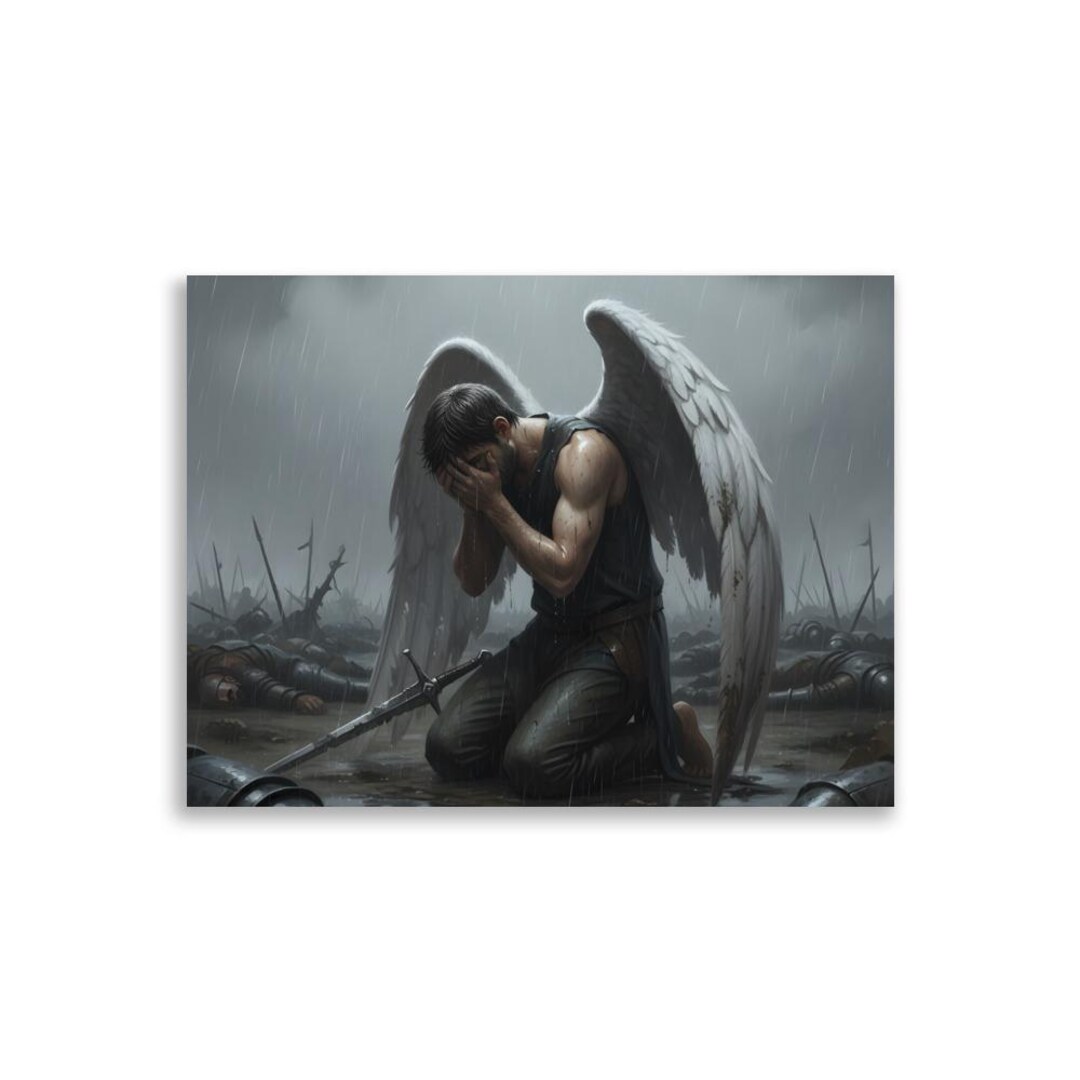 Weeping Angel Poster, Spiritual Warfare Art Print, Battlefield Angel ...