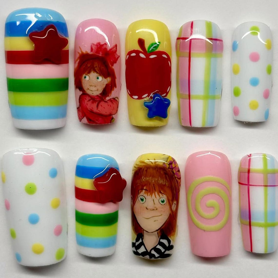 Cute Cartoon Love Press on Nails | Funny Character Nail Art | Valentine ...