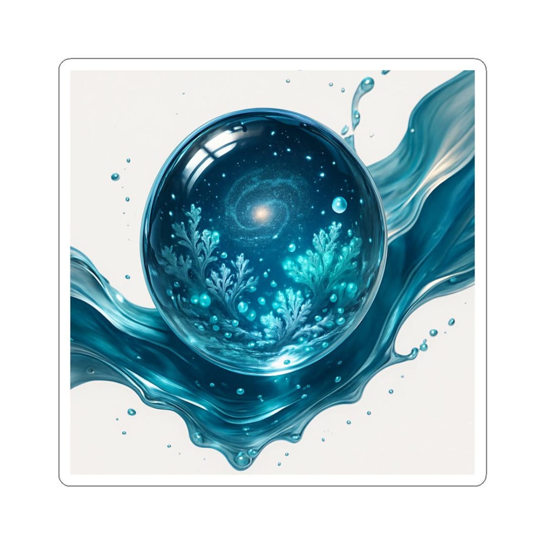 Ocean Orb Illustration Sticker | Kiss-cut Sticker - Etsy