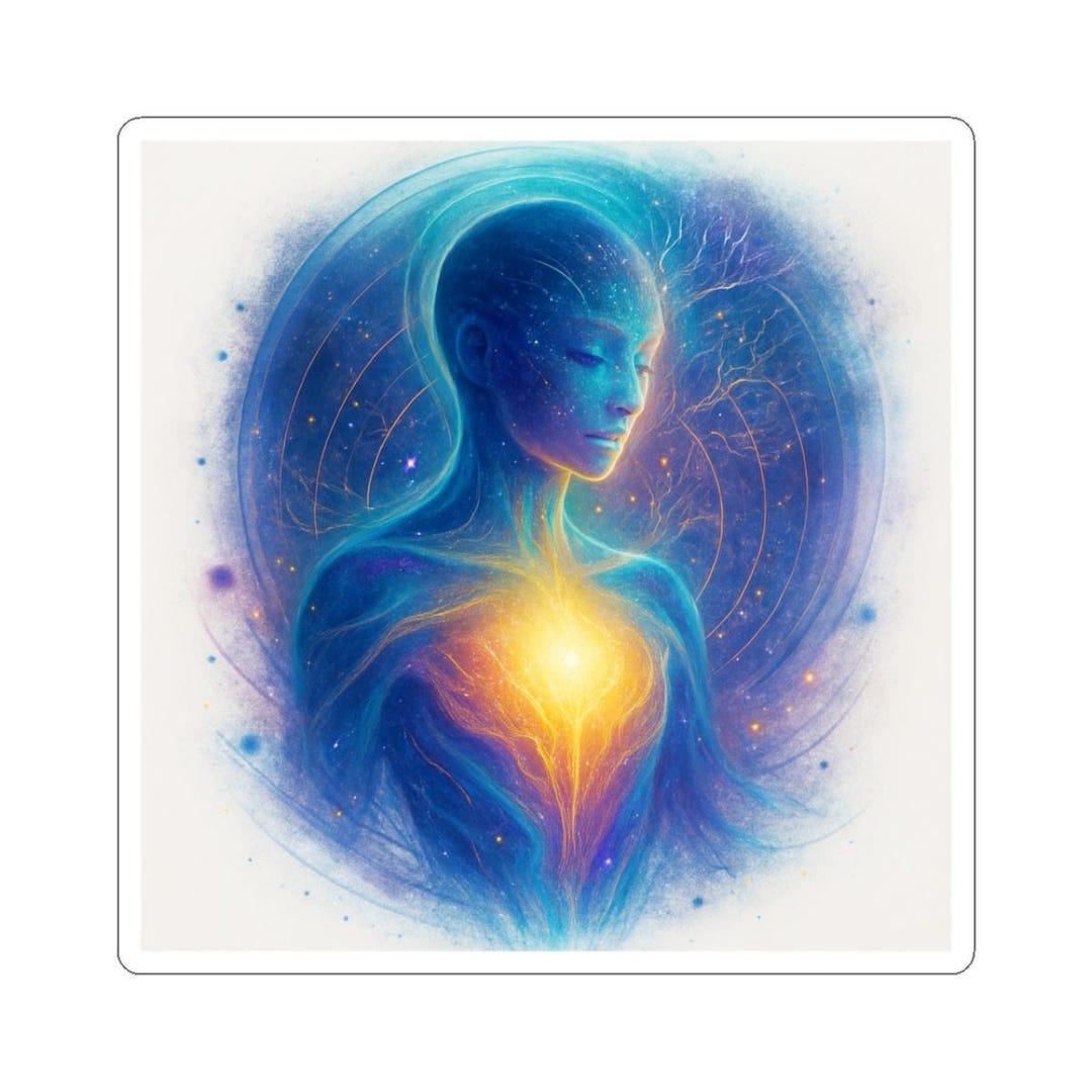 Radiant Heart Spirit Sticker | Kiss-cut Sticker, Cosmic Energy Art - Etsy