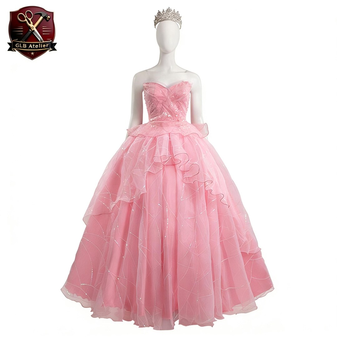 Glinda Inspired Pink Ball Gown Costume, Fairy Witch Dress for Cosplay ...
