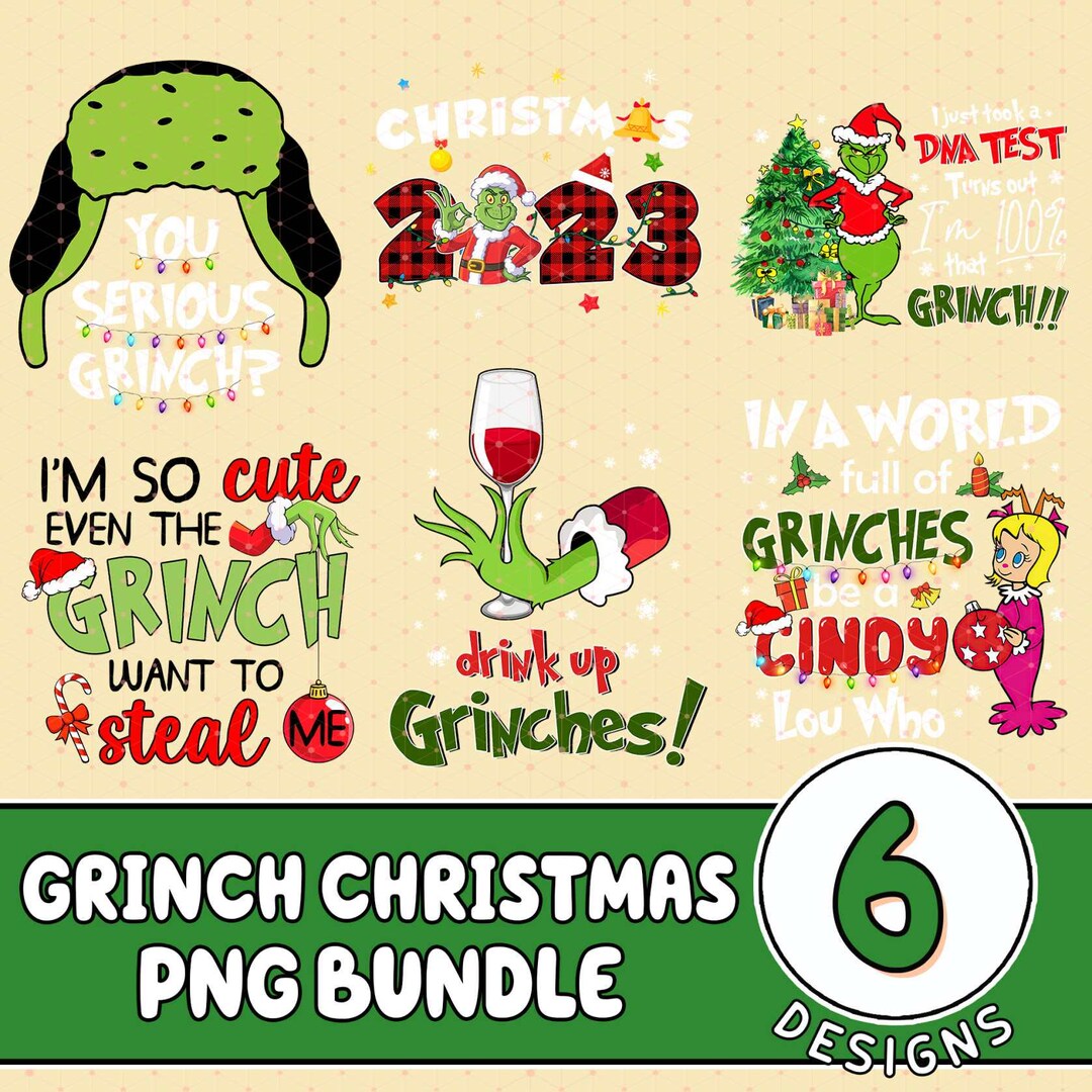 6 Grinchmas PNG Designs, Christmas Png Bundle, Merry Grinchmas Png ...