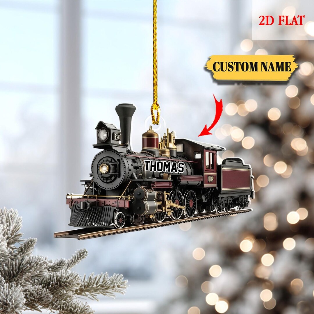 Personalized Train Ornament 2D Custom Christmas Gift for Kids Boys ...