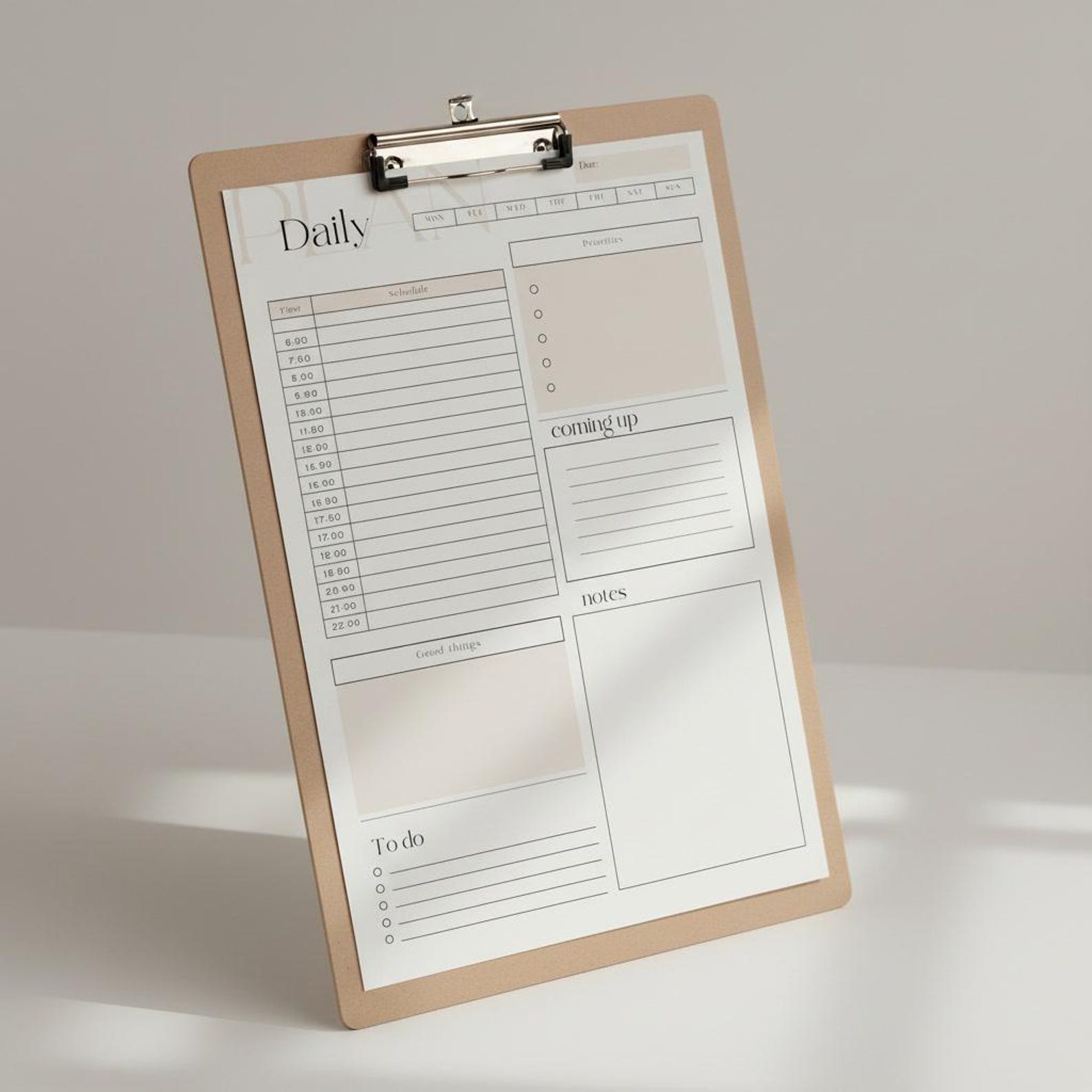 Minimalist Daily Planner Template: Printable Schedule, To-do List (A4 ...