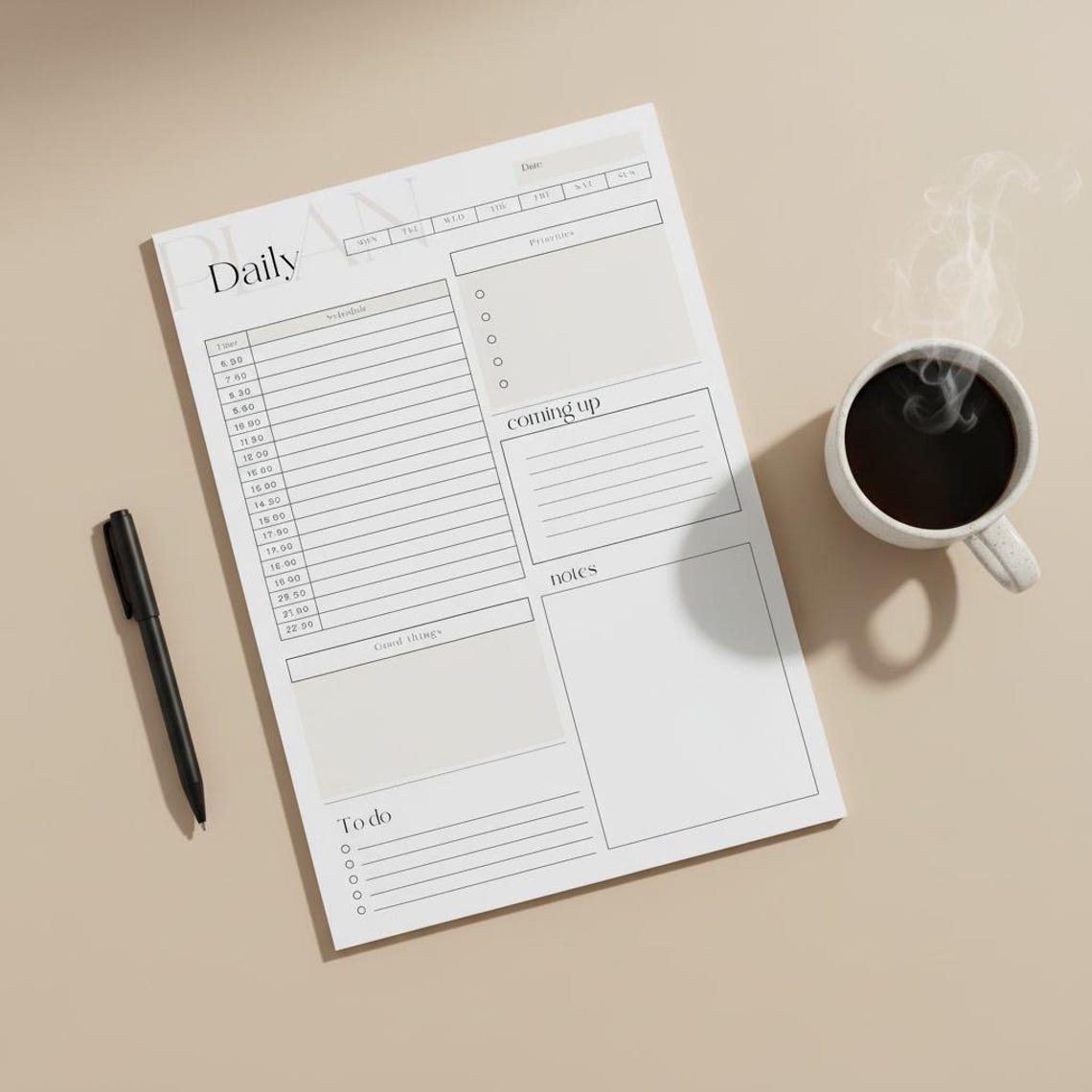Minimalist Daily Planner Template: Printable Schedule, To-do List (A4 ...