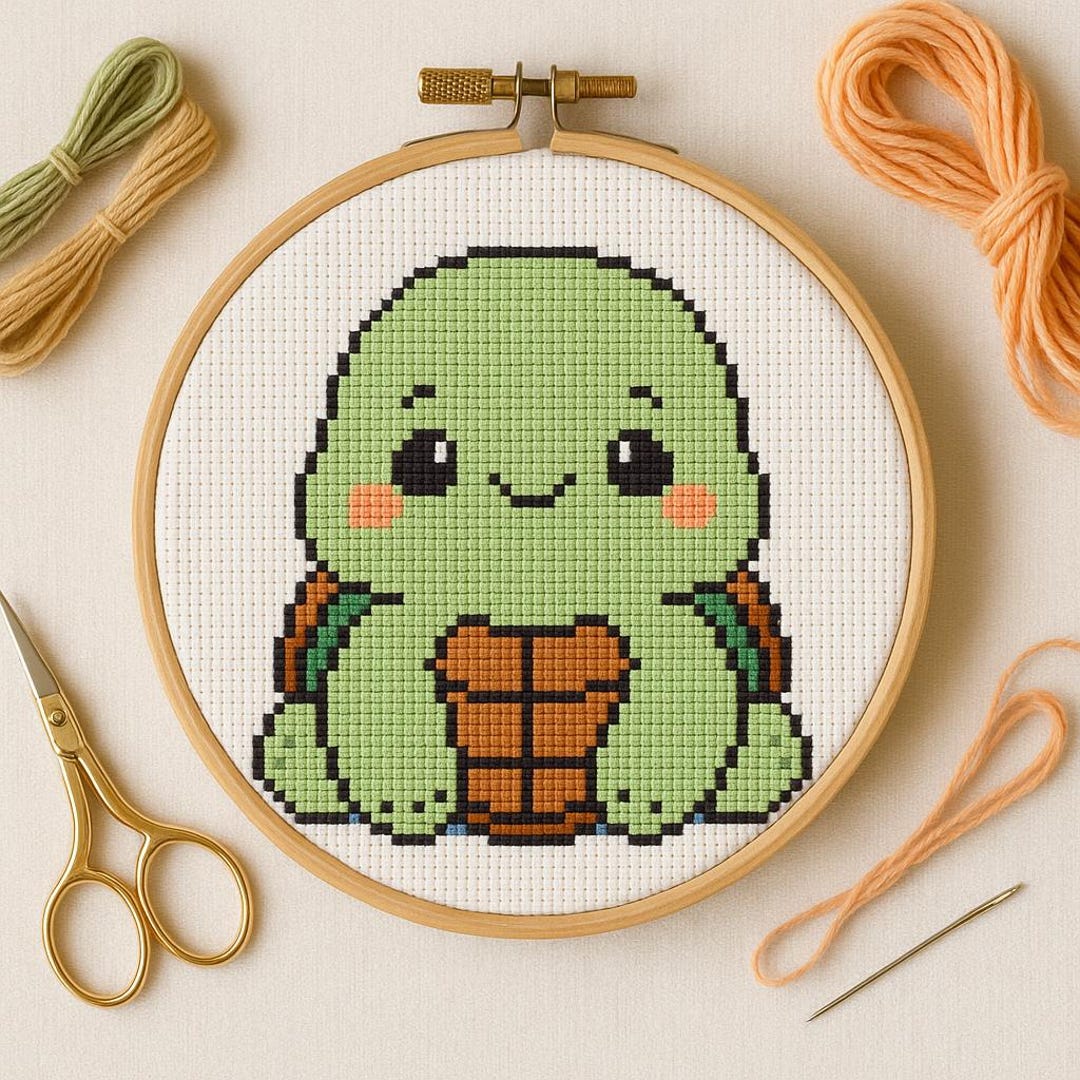 Toby the Turtle Cross Stitch Pattern, Cute Nursery Animal Design ...
