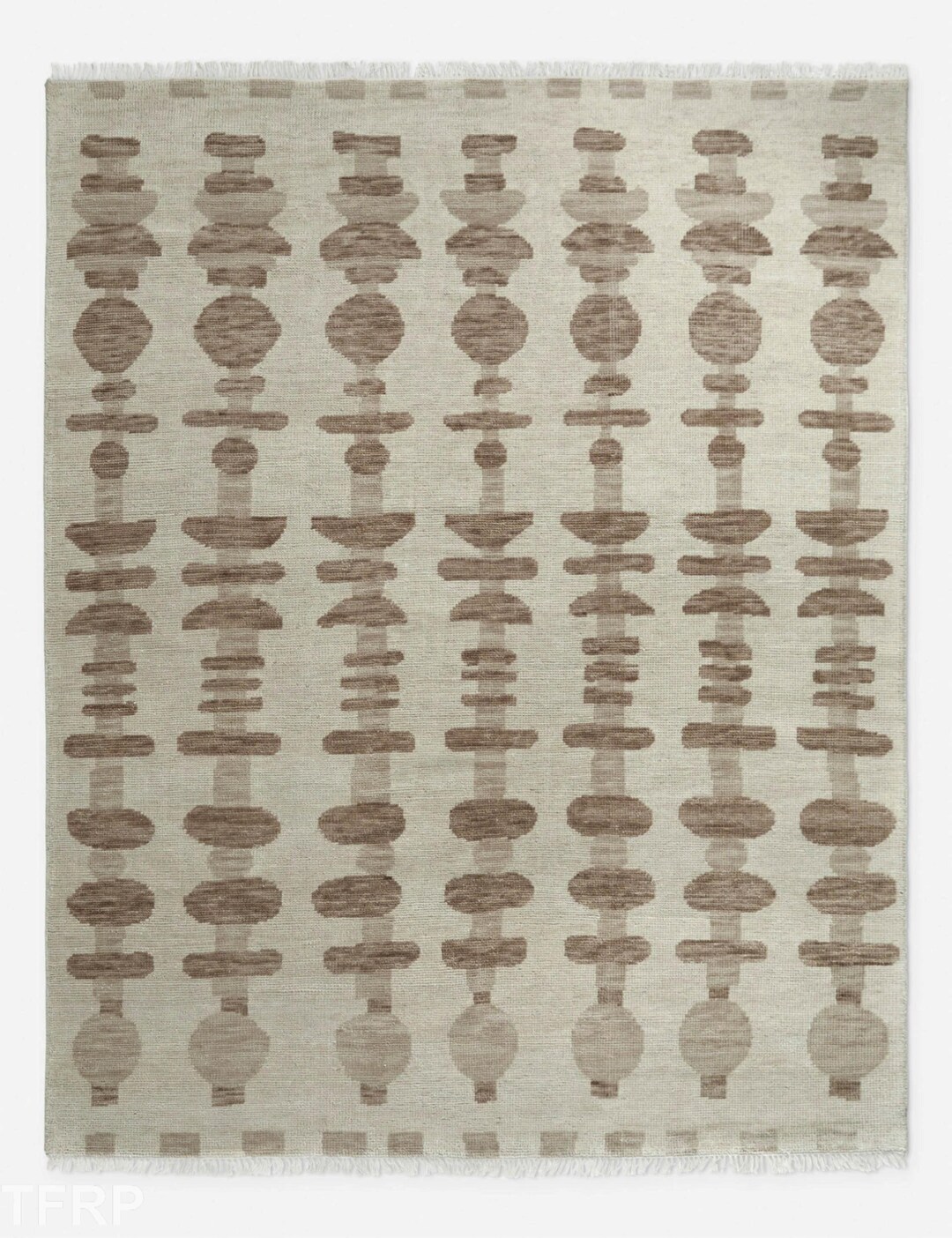 Hand Knotted Modern Geometric Rug | Beige Brown Wool Area Carpet 6x9 ...