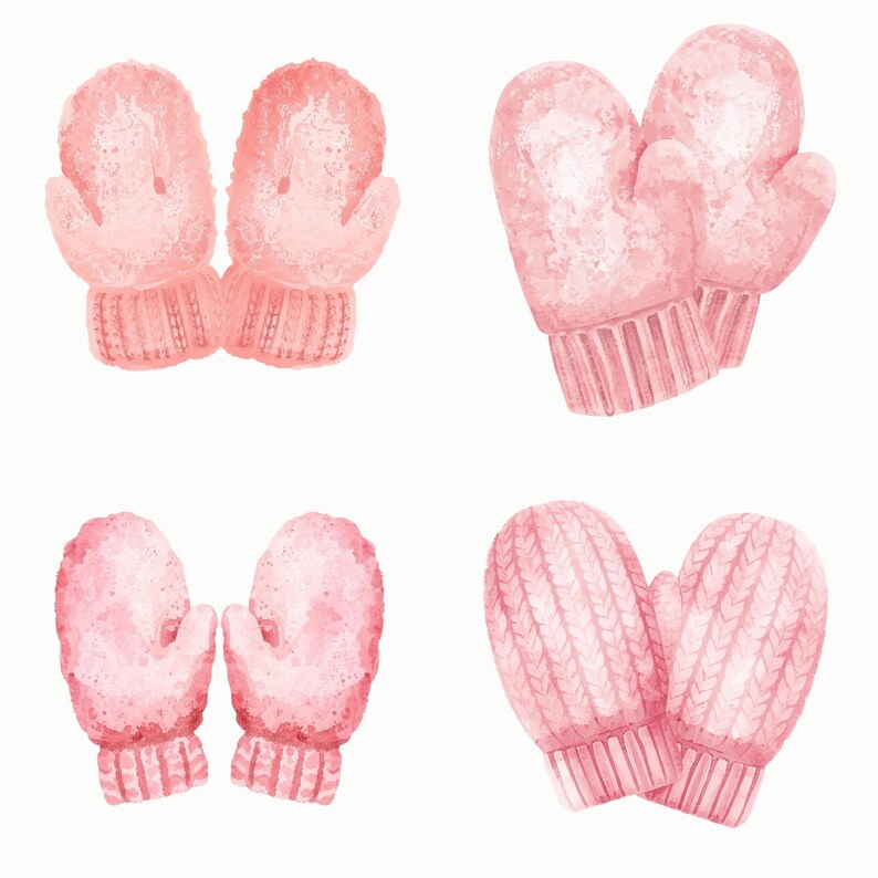 Cute Pastel Pink Winter Clipart | Cozy Watercolor Icons PNG - Etsy