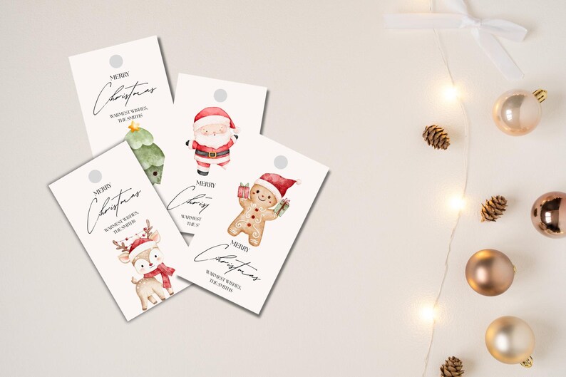 Editable Watercolor Christmas Gift Tags, Canva Template (digital ...