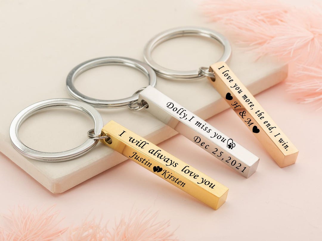 Engraved Bar Keychain,custom 4 Sided Bar Keychain,men’s Keychain ...