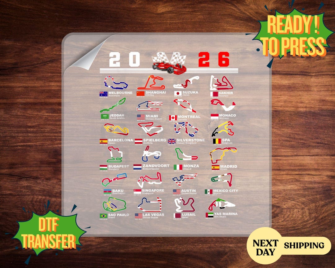 Race Week Graphic DTF Transfer, Formula 1 Racing Ready to Press Design ...