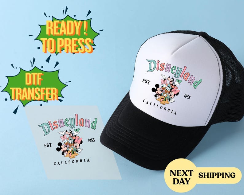 Retro Disneyland Est. 1955 DTF, Pastel Color Disney Friends Ready to ...