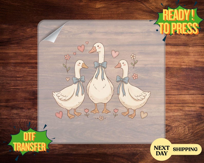Thrifted Floral Geese DTF Transfer, Cottagecore Folk Art Goose Ready to ...