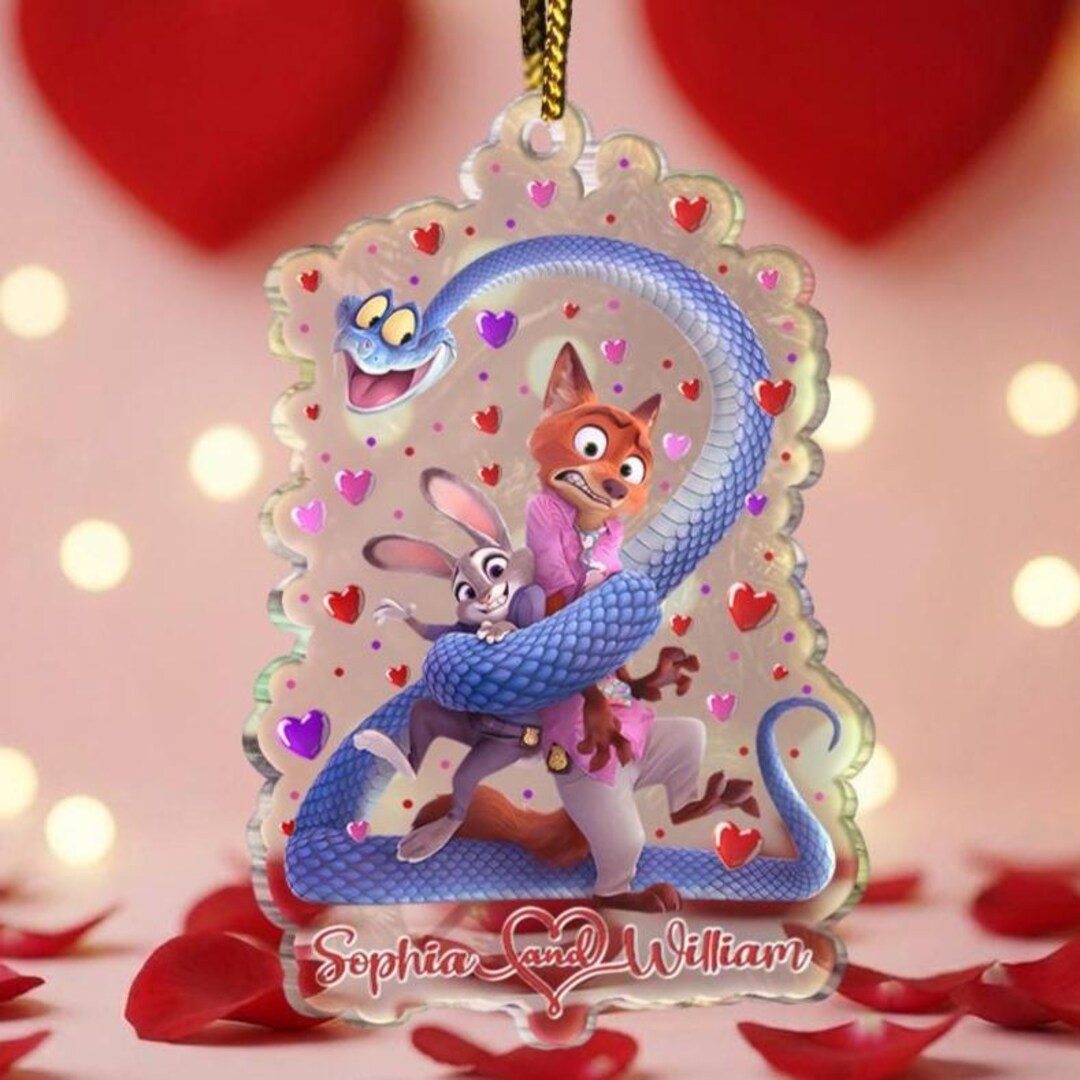 Personalized Zootopia 2 Ornament, Custom Name Zootopia 2 Valentine ...