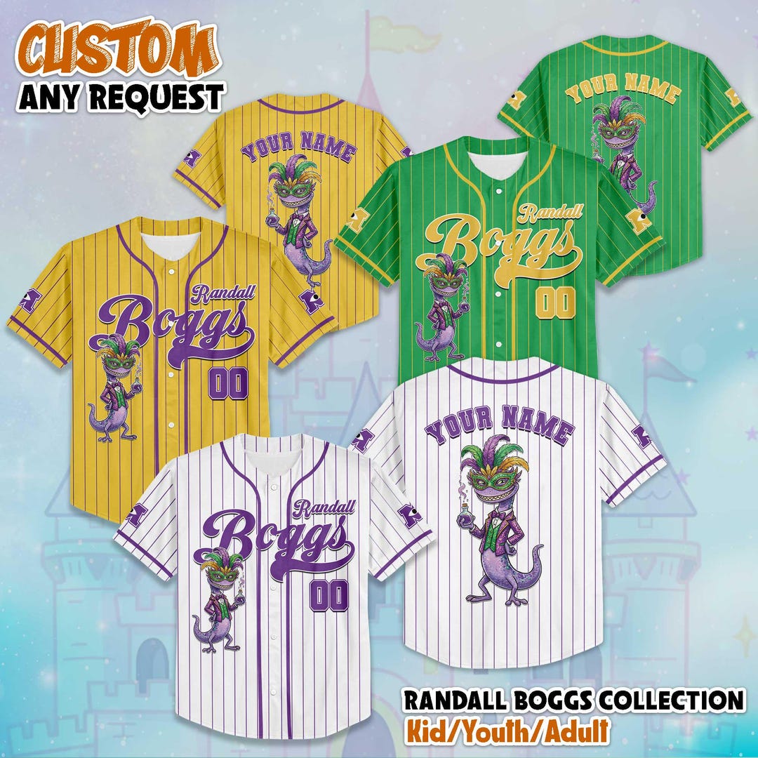 Personalized Randall Boggs Mardi Gras Baseball Jersey, Disney Pixar ...
