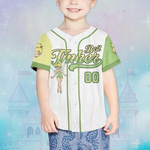 Custom Tinker Bell Baseball Jersey, Personalize Disney Peter Pan Shirt ...