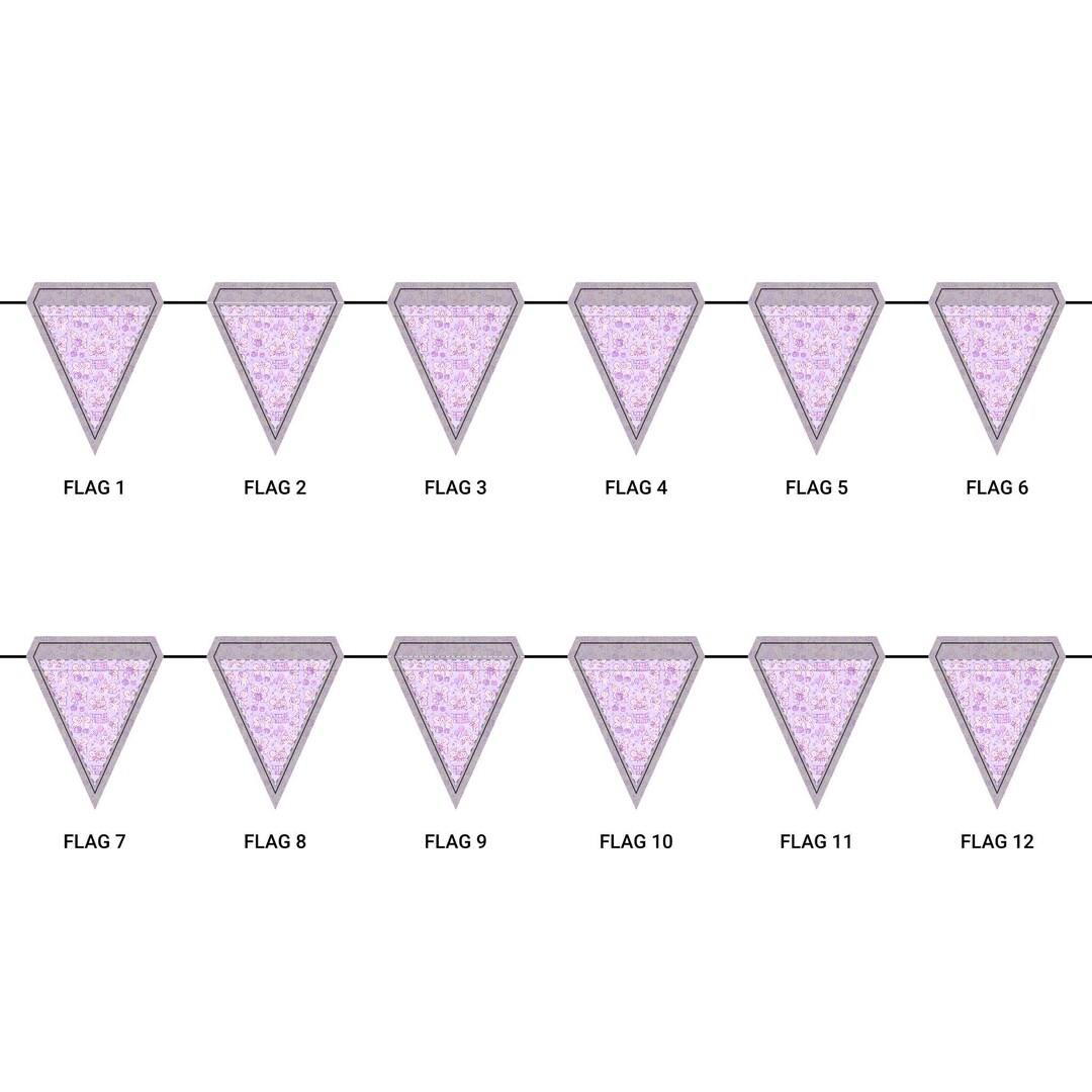 Purple Smiski Birthday Party Triangle Flags Banner I the Cutest Little ...